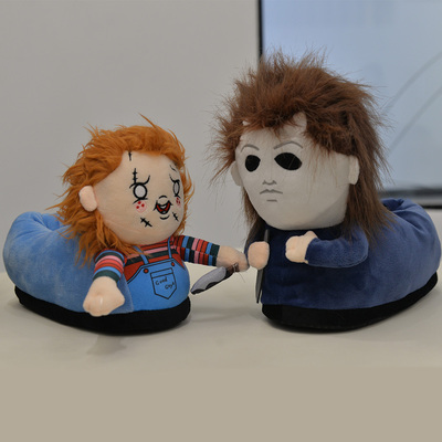 跨境鬼娃回魂chucky plush slippers万圣节麦克 梅尔拖鞋冬日居家