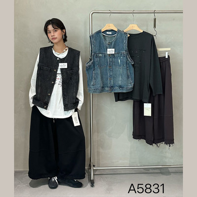 幕茄MUJIA5831宽松牛仔马甲女秋季圆领单排扣百搭休闲外套2026秋