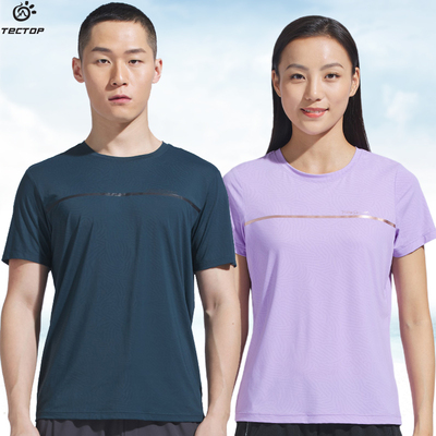 TECTOP探拓户外夏季薄款弹力透气圆领速干衣男女士款短袖运动t恤
