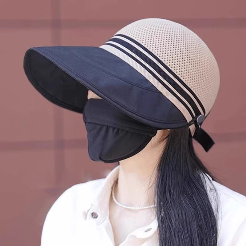 帽子遮阳太阳帽女新款防晒防紫外线夏天骑车吹不翻渔夫帽大檐