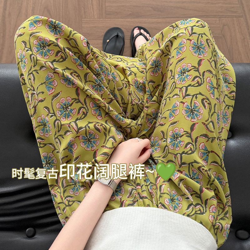 2026夏季新款时尚复古印花时尚氛围感九分休闲裤裤子薄款