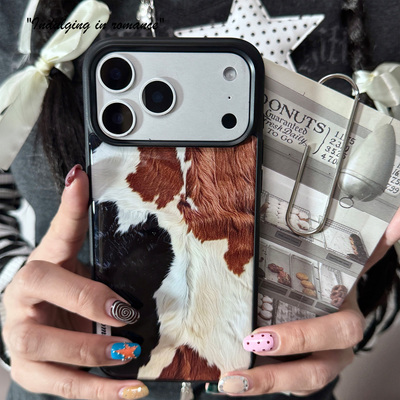 奶牛纹苹果16promax亚克力手机壳