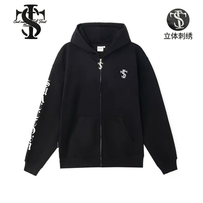 STK拉链外套连帽卫衣美式