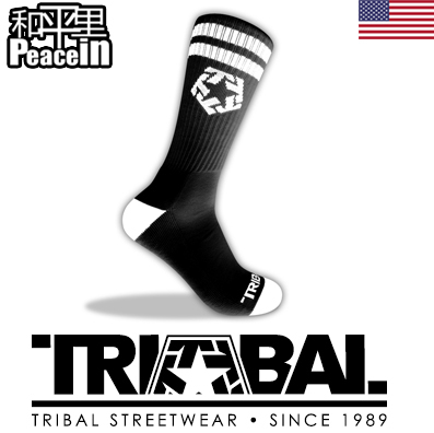 【北京现货】TRIBAL GEAR黑色中帮袜袜子WESTCOAST西海岸老牌街舞