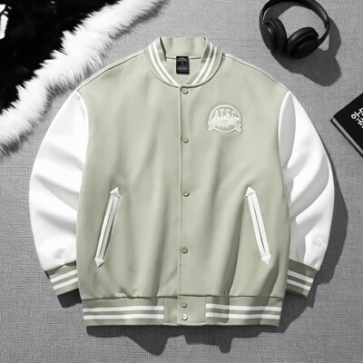 安踏男士复古拼色条纹棒球夹克