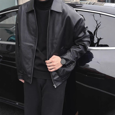 黑色皮衣夹克男LeatherJacket