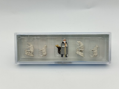 preiser 1:87比例微缩场景动物模型微距摄影 14160 牧羊人 牧羊