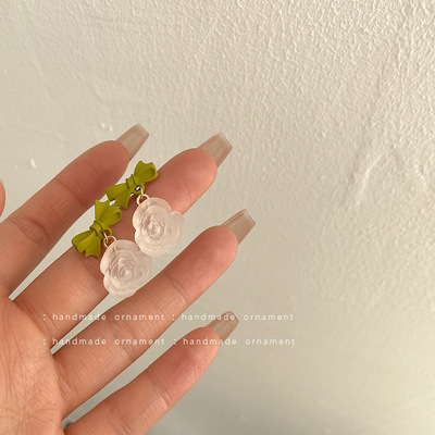 森系山茶花耳环2022春夏超仙女