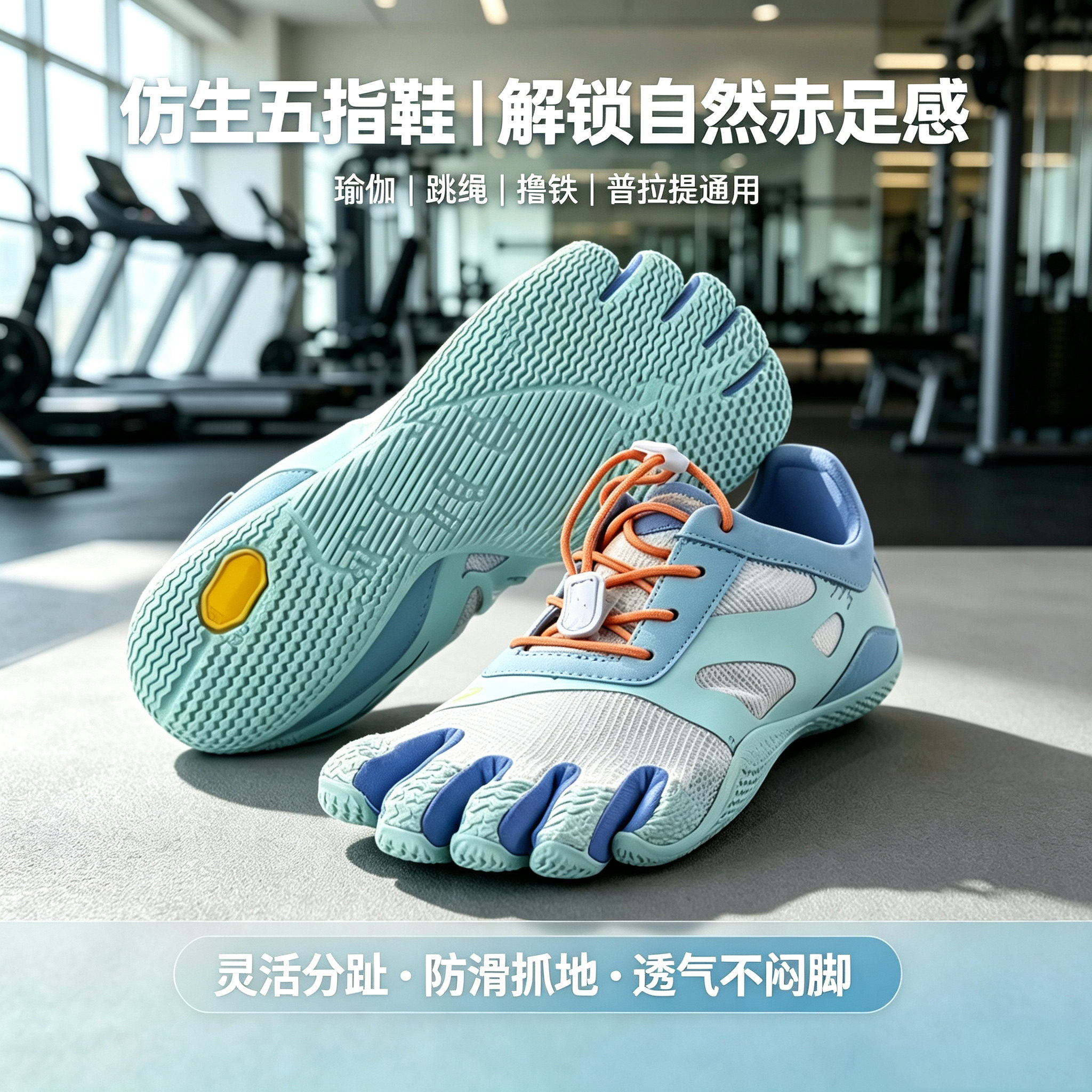 新款蓝色专用五指鞋男女通用综合训练鞋防滑透气室内健身运动鞋