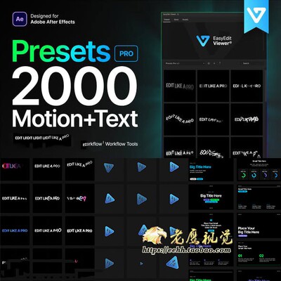 AE脚本 2000种图层运动出入文字标题字幕缓入缓出动画预设