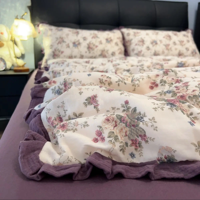 四件套全棉纱布皱皱花边款