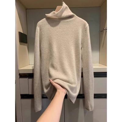 【断货王】戎美衣尚堆堆领羊绒衫女100%纯羊绒百搭宽松打底衫毛衣