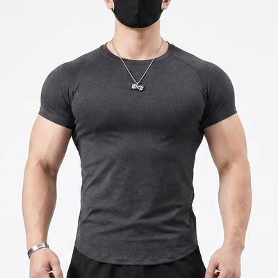 撸铁狼夏季健身服男短袖弹力紧身衣速干吸汗透气户外运动教练服