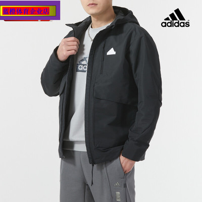 阿迪达斯梭织夹克男2024春季新款运动服保暖防风衣加绒外套IT3951