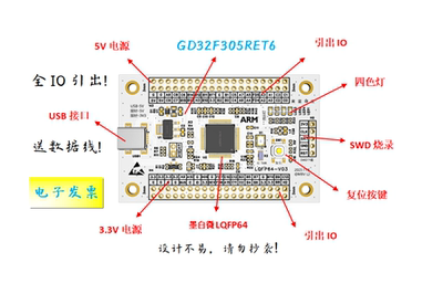 GD32F305RET6核心板GD32F305RET6最小系统板GD32F305RET6开发板