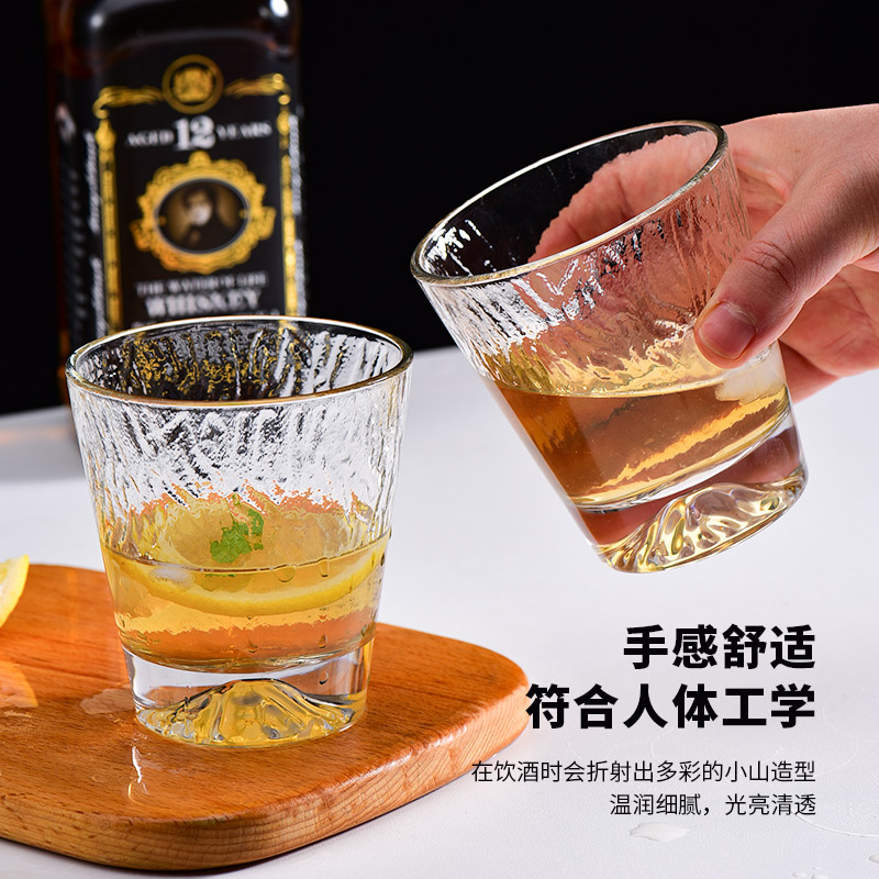 玻璃杯日式ins风创意冰山杯家用水杯牛奶杯子果汁杯威士忌洋酒杯