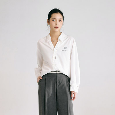 婉甸2025年秋季新品月光白长袖衬衫1243S10DM3YX