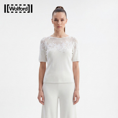 Wolford花影短袖紧身微弹上衣