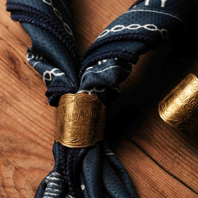 Metalize美式复古黄铜方巾扣戒指