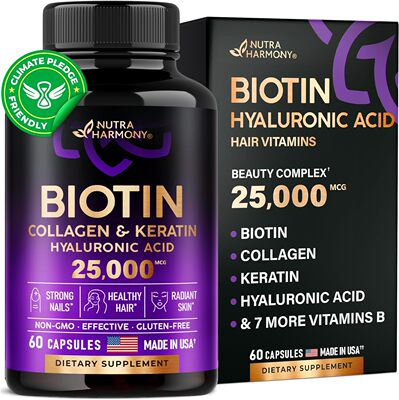 美国代购 Biotin with Hyaluronic Acid, Collagen & Keratin - V