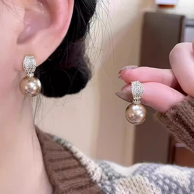 撤柜轻奢高级感大珍珠耳环女天年新款潮小众设计感耳钉耳饰耳坠