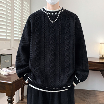 明星同款青少年加厚毛衣男孩初高中学生内搭保暖线衣大童针织打底