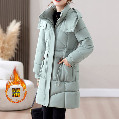 明星同款棉服女中长款季防寒羽绒棉衣新款时尚修身显瘦加厚保暖外
