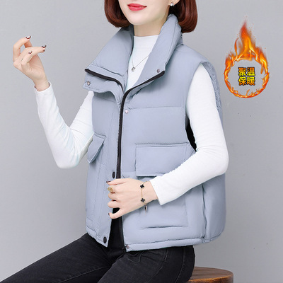 明星同款短款羽绒棉马甲女新款中年妈妈坎肩背心加厚保暖休闲马夹