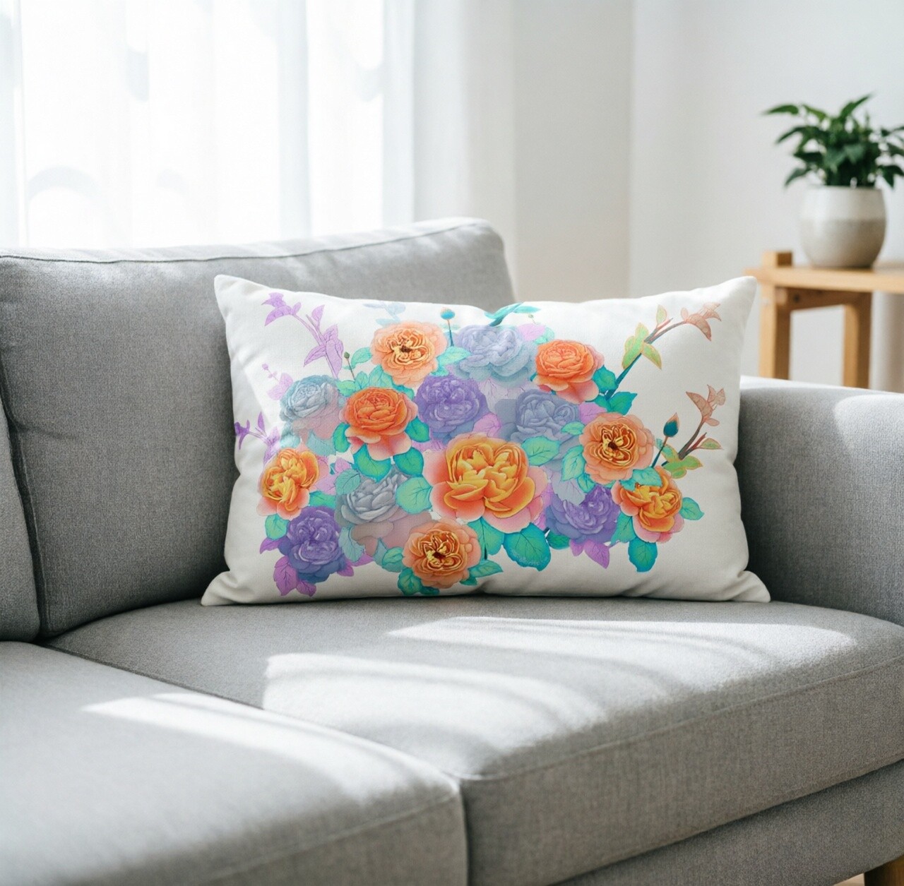 原创板绘画玫瑰花束印花家居靠枕头饰鞋包伞桌布帽子文创服装印花