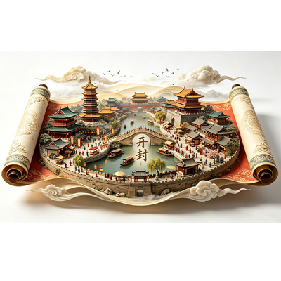 开封画卷金属3D立体浮雕冰箱贴旅游城市纪念品文创伴手礼厂家直销