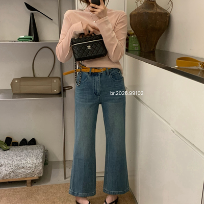 BR-年早春早春四面弹小微喇小个子天菜绝绝子牛仔裤(配腰带)99102