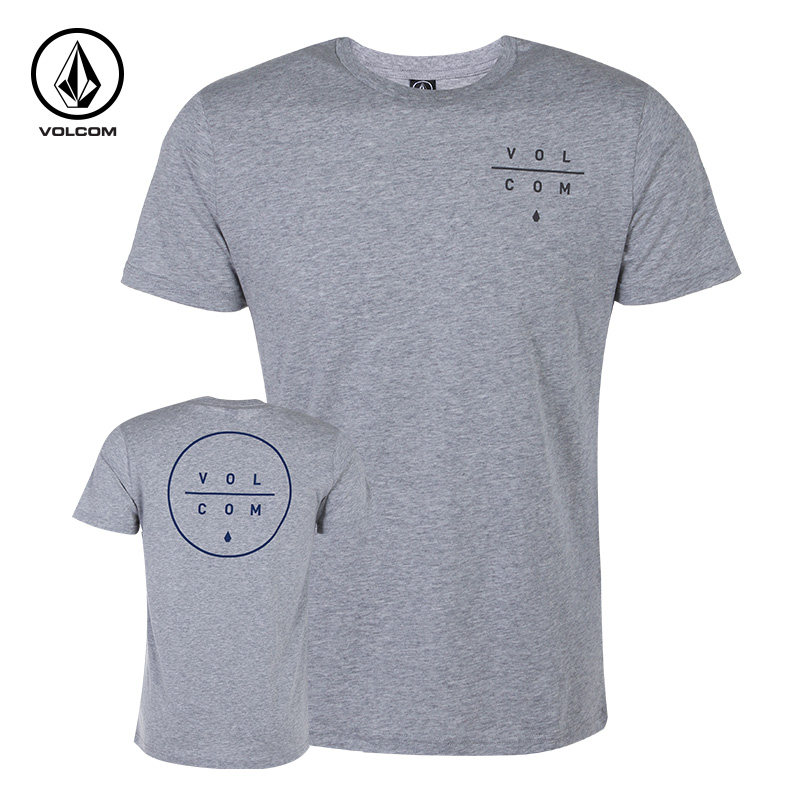 VOLCOM新品男士欧美修身纯色短袖T恤亚洲版型打底衫男装上衣半袖_虎窝淘
