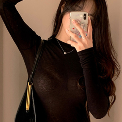 当天发 MISS WU 舒服到炸QU798柔软亲fu天丝羊毛薄款长袖T恤