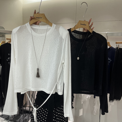 纯色垫肩薄款长袖T恤防晒衣