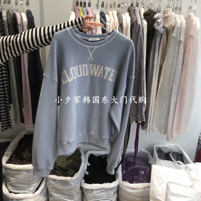 一件包邮 小夕韩国东大门代购RIVEROOM 26秋女装新品纯色字母卫衣