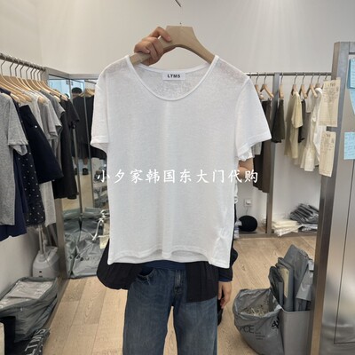 一件包邮 小夕韩国东大门代购 LTMS26夏女装新品纯色低领短袖T恤