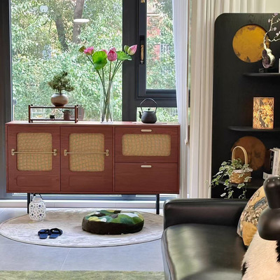 哥德堡边柜/美易家家具 中古墙柜电视柜餐边柜藤编复古储物客厅