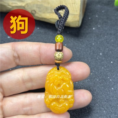 黄龙玉生肖鸡吊坠和田黄玉鸡玉挂件鼠牛虎兔龙蛇马羊猴狗猪玉项链