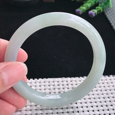 实拍A货翡翠59/9.3/8.6老坑冰润起胶宽边手镯翡翠玉镯手环