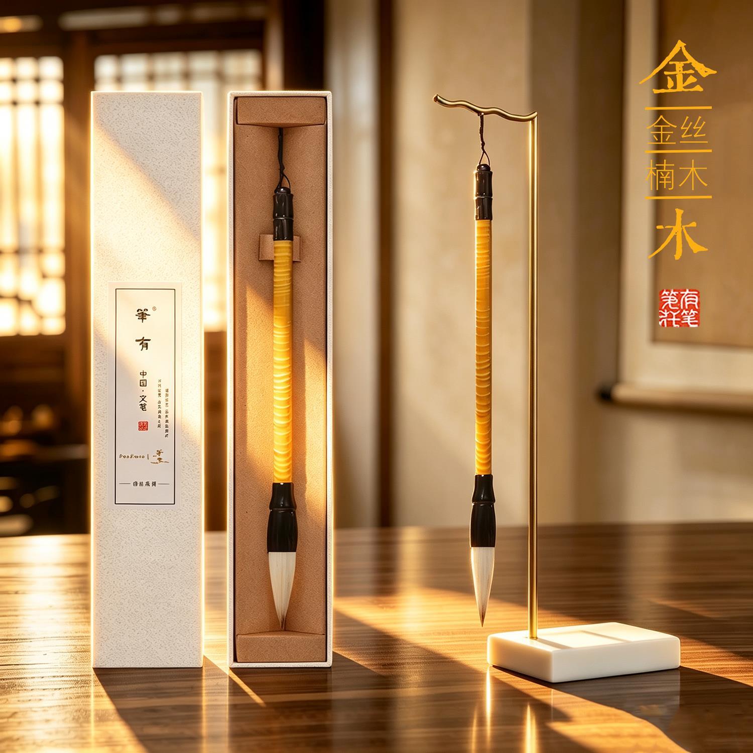 PenHave/笔有毛笔金丝楠木杆狼羊兼毫礼盒装书法练字绘画用6.6CM