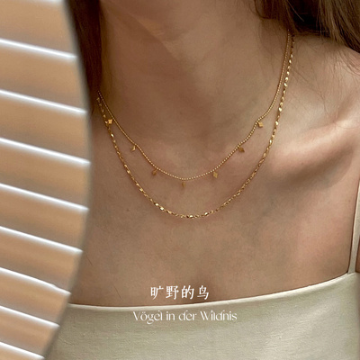 Vögel「星光」双层金色项链配饰女欧美高级感多层锁骨项链叠戴