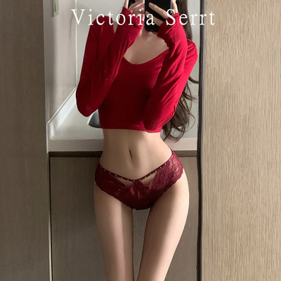 法式镂空蕾丝花边辣妹低腰三角裤