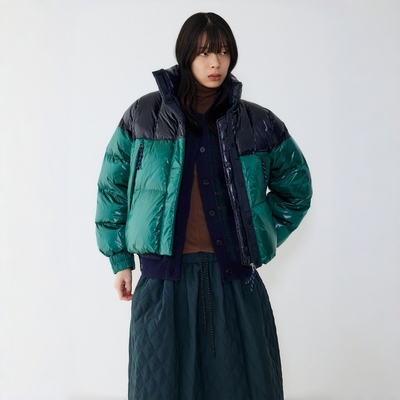 STUDIO TOMBOY 彩色拼接羽绒服女鸭绒短款通勤宽松保暖外套