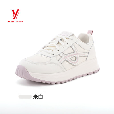 意尔康女鞋2026秋季新款系带小白鞋时尚运动休闲鞋女6581AD19078Y