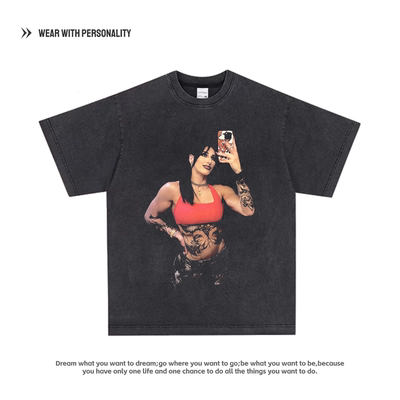 WWE雷亚里普利Rhea Ripley短袖重磅纯棉上衣宽松体恤摔角T恤男女