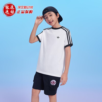 阿迪达斯三叶草大童圆领T恤