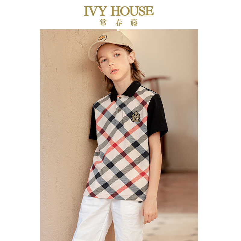 IVY HOUSE常春藤童装男童POLO衫夏季新款 校园印格短袖全棉