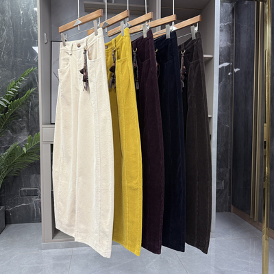 N货！灯芯绒高腰休闲镰刀直筒裤