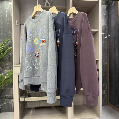 品质货！宽松空气棉涂鸦圆领卫衣