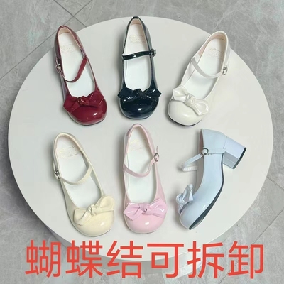 现货(甜心可可)木马原创Lolita圆头lo鞋优雅蝴蝶结低跟单鞋